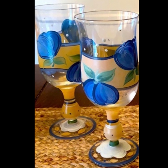 Dining | Set Of 2 12 Oz Handpainted Goblets | Poshmark